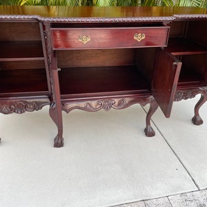 Vintage Solid Large Chippendale Sideboard Server Buffet With Claw Ball ...