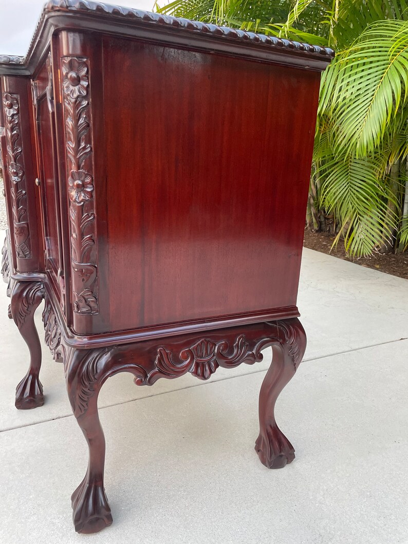 Vintage Solid Large Chippendale Sideboard Server Buffet With Claw Ball ...