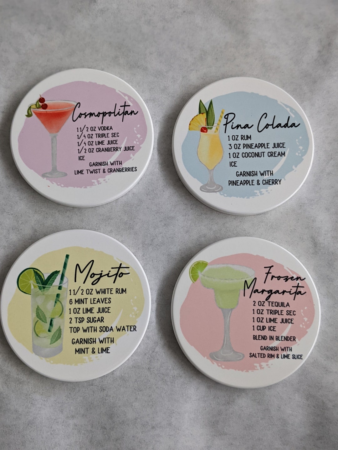 Cocktail Recipe Coasters (set of 4) - Etsy