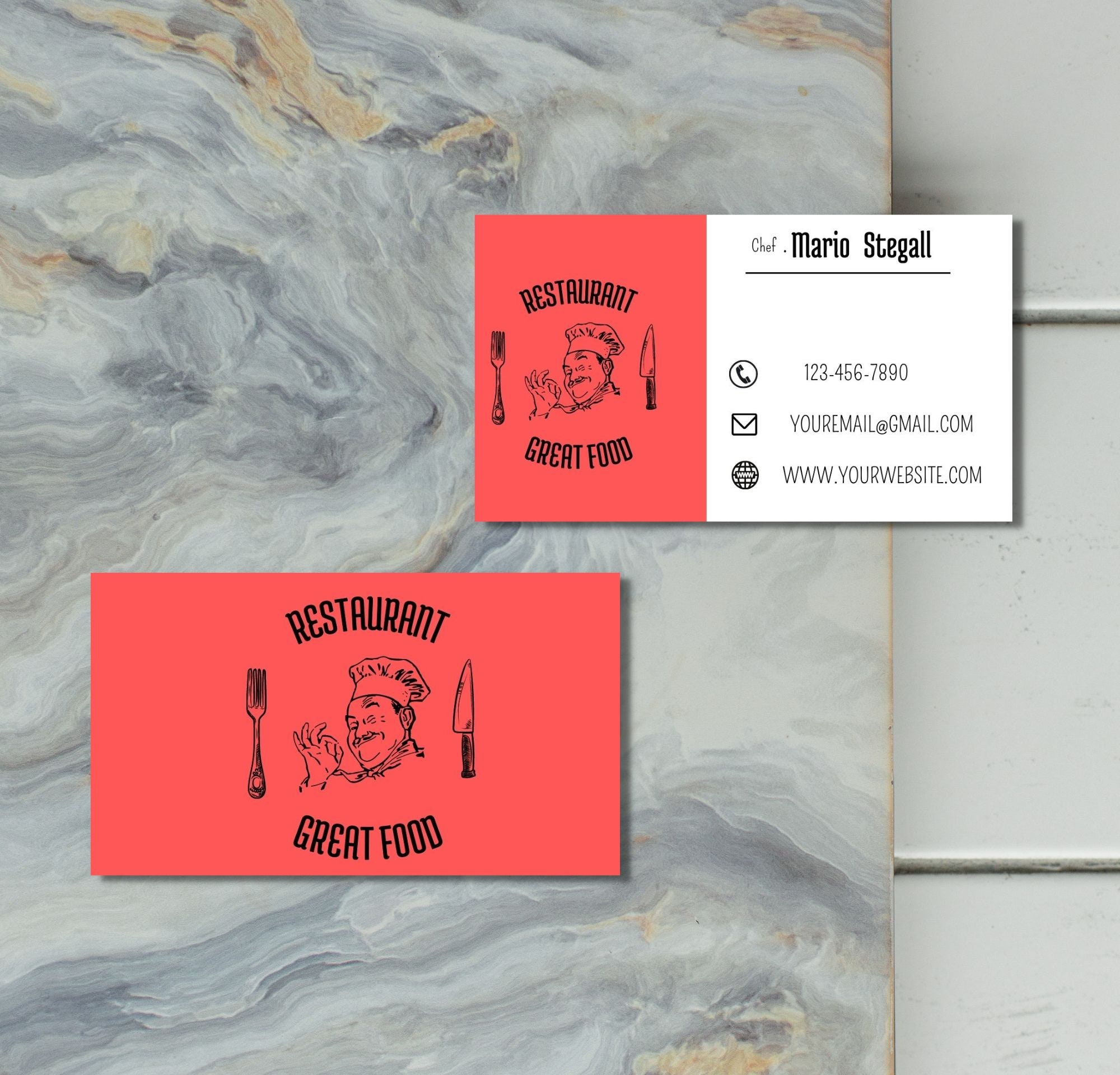 Restaurant Business Card Template: Customizable Canva Design (digital ...