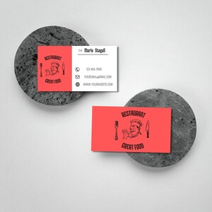 Restaurant Business Card Template: Customizable Canva Design (digital ...