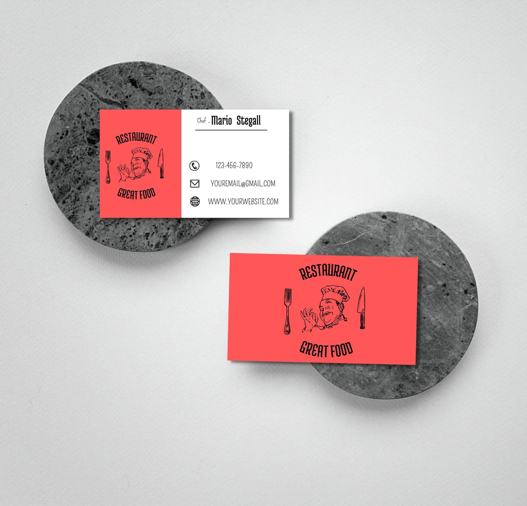 Restaurant Business Card Template: Customizable Canva Design (digital ...