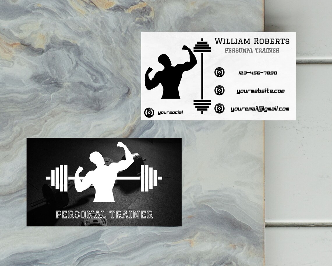 Personal Trainer Business Card | Business Card Bundle | Canva Template ...