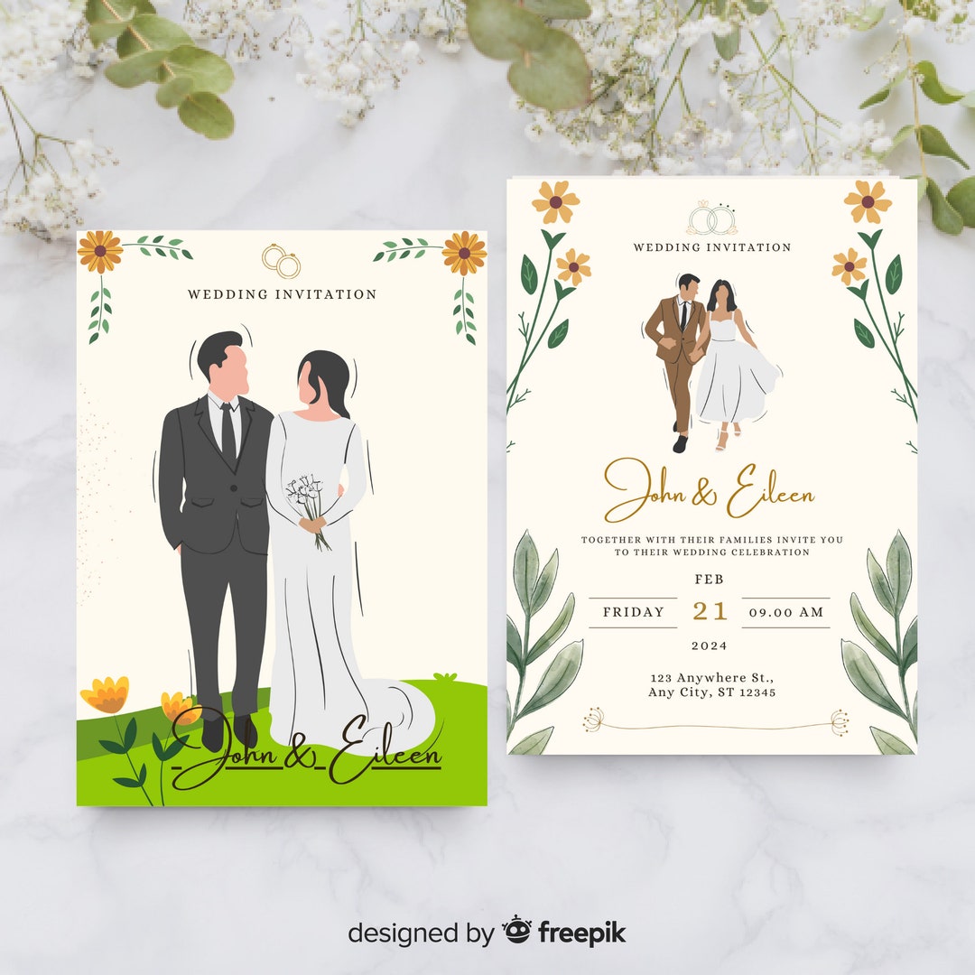 Wildflower Wedding Invitation Template, Printable Wedding Invitation ...