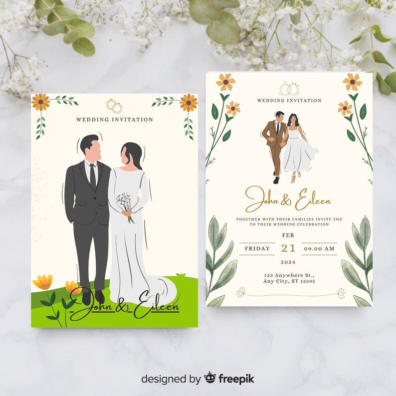 Wildflower Wedding Invitation Template, Printable Wedding Invitation ...