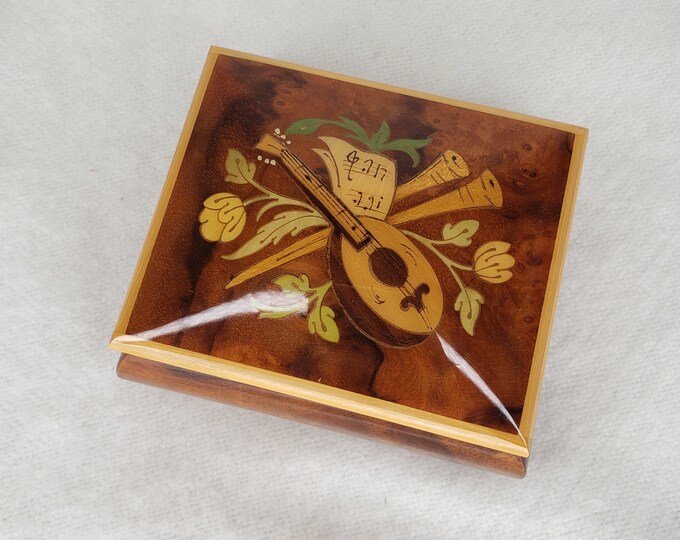Vintage Italian Wood Inlay Music Box, Green Quality Sorrento Jewelry ...