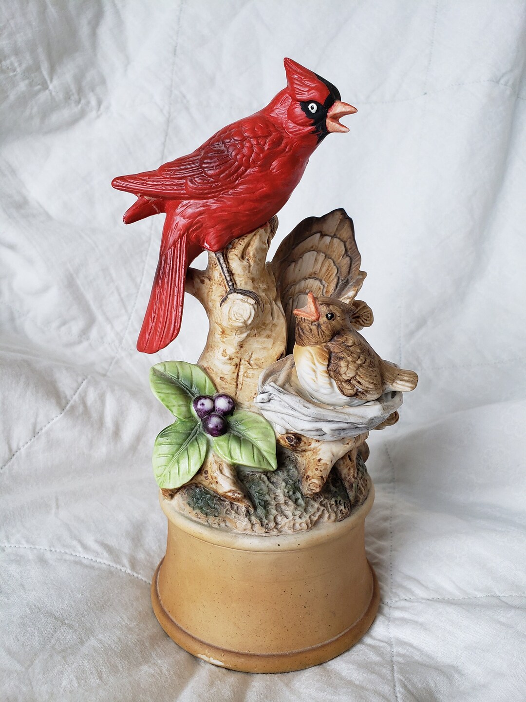 Vintage Shafford Music Box Cardinal Bird and Baby Porcelain Figurine ...