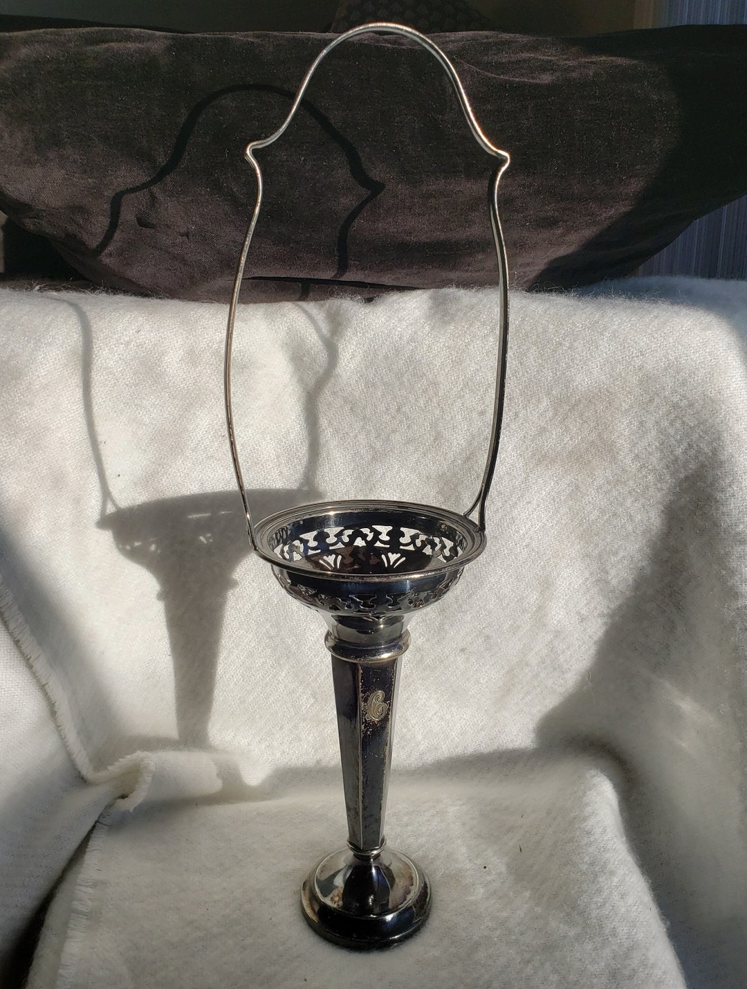 Vintage Birks EPNS Silver Plated Trumpet Vase With Handle Brides Basket ...