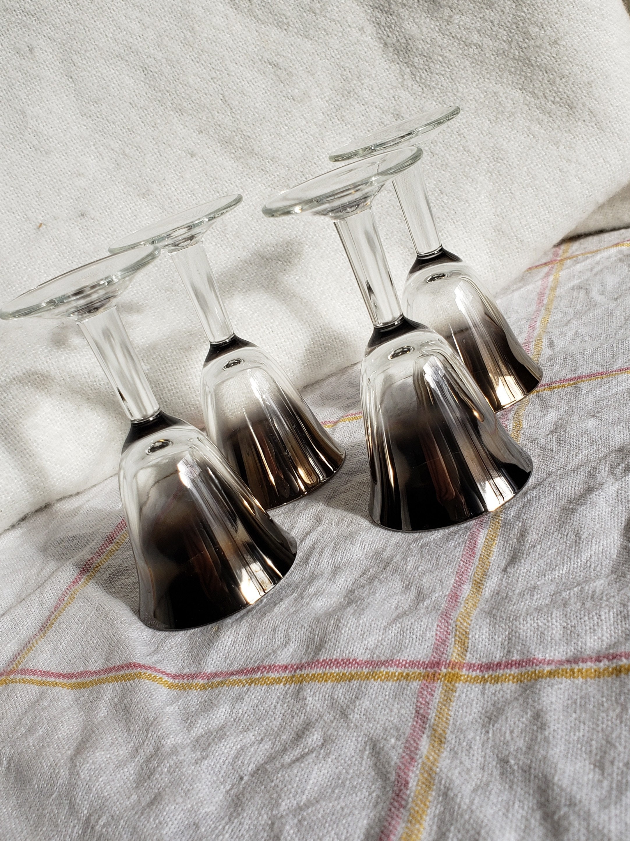 Set of Four Mid Century French Silver Fade Ombre Cordial Wine Glasses ...