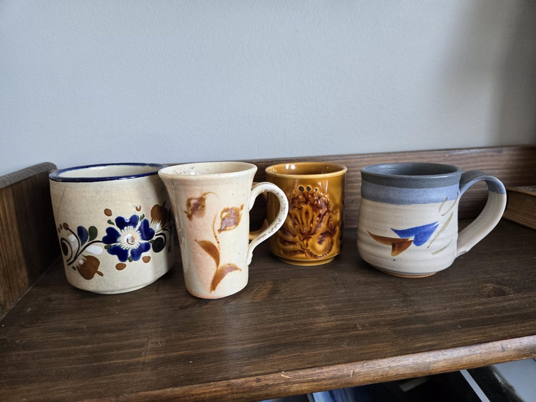 Mismatched Set of Four Vintage Mugs Studio Pottery & Mass Produced ...