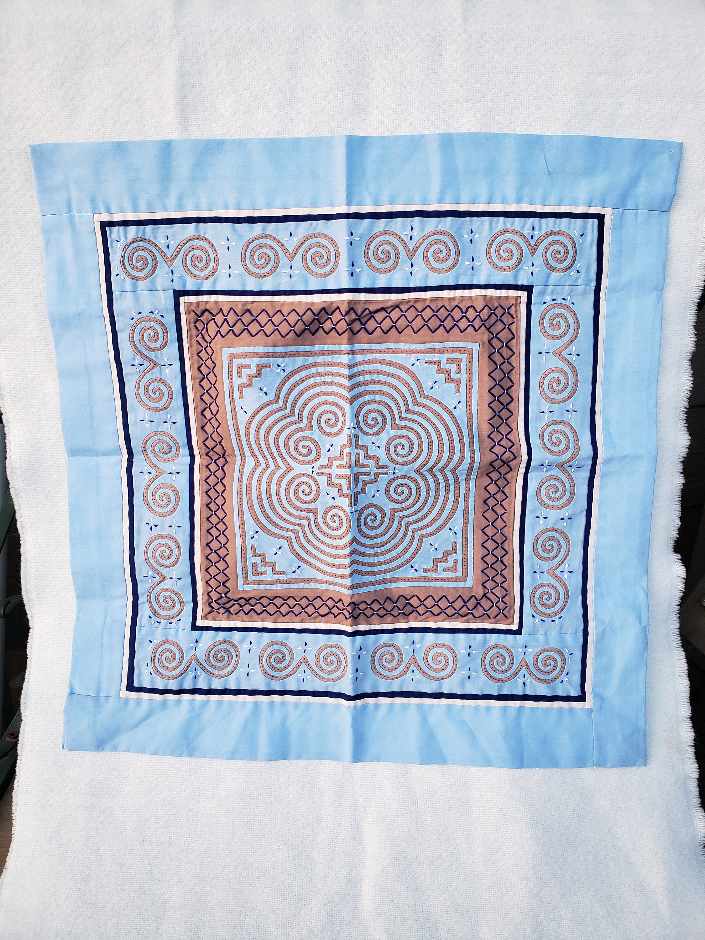 Hmong Paj Ntaub Flower Cloth Embroidery Quilt Square Wall Hanging ...