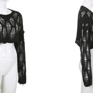 Ripped Vintage Crop Top Y2K Hollow Out Sweater Crochet Smock - Etsy