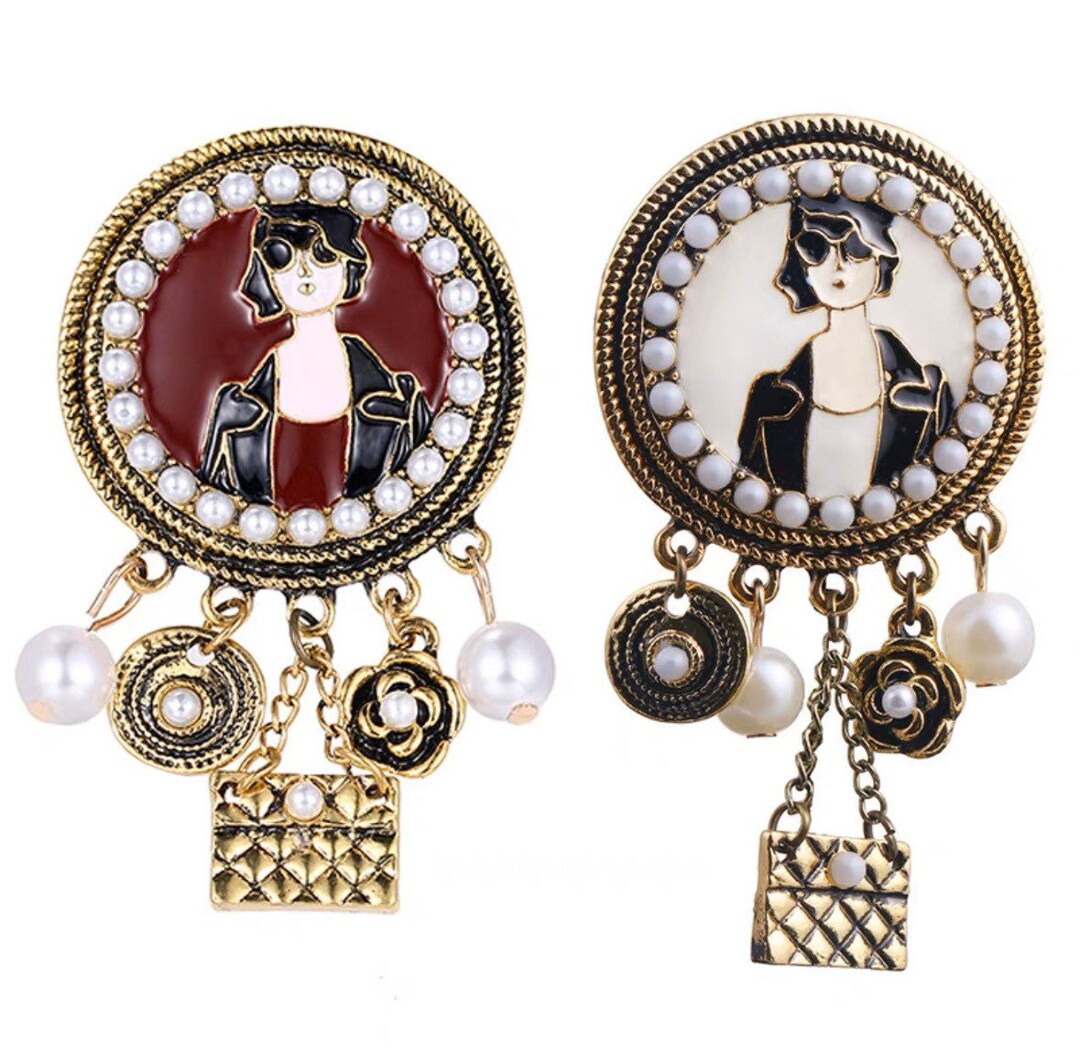 Antique Gold Colour Plated Lady Picture Brooch Pin Brooch - Etsy