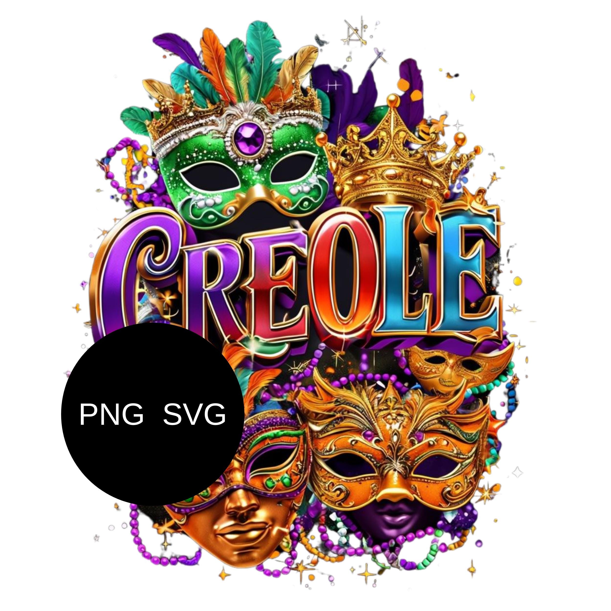Mardi Gras Creole Mask Design - Instant Download PNG & SVG Files for T ...