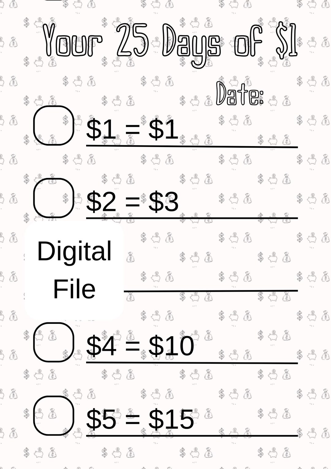 Instant Download: 25-day Check-off List Printable Daily Planner ...