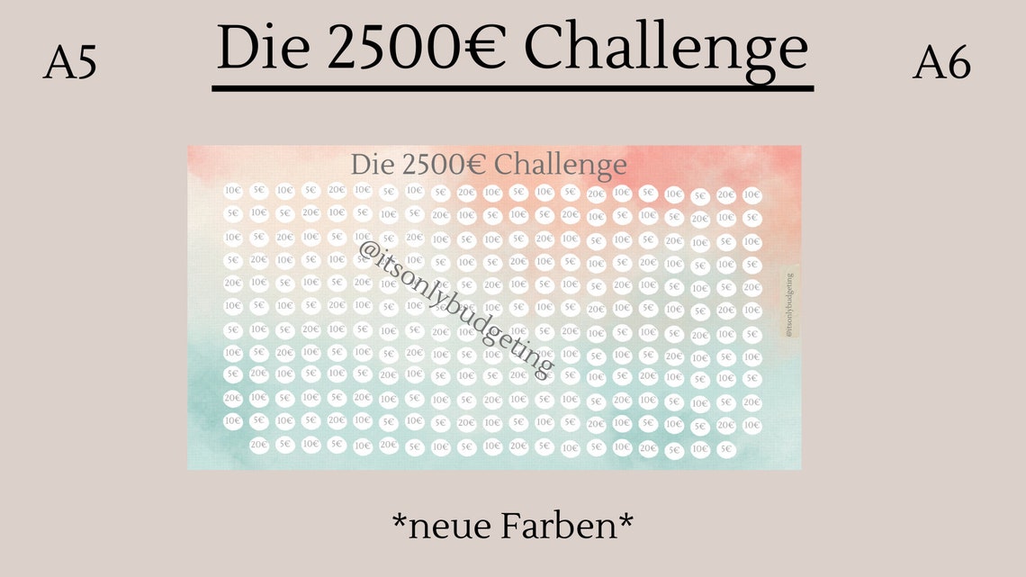 2500 Euro Challenge /Sparchallenge/ - Etsy.de
