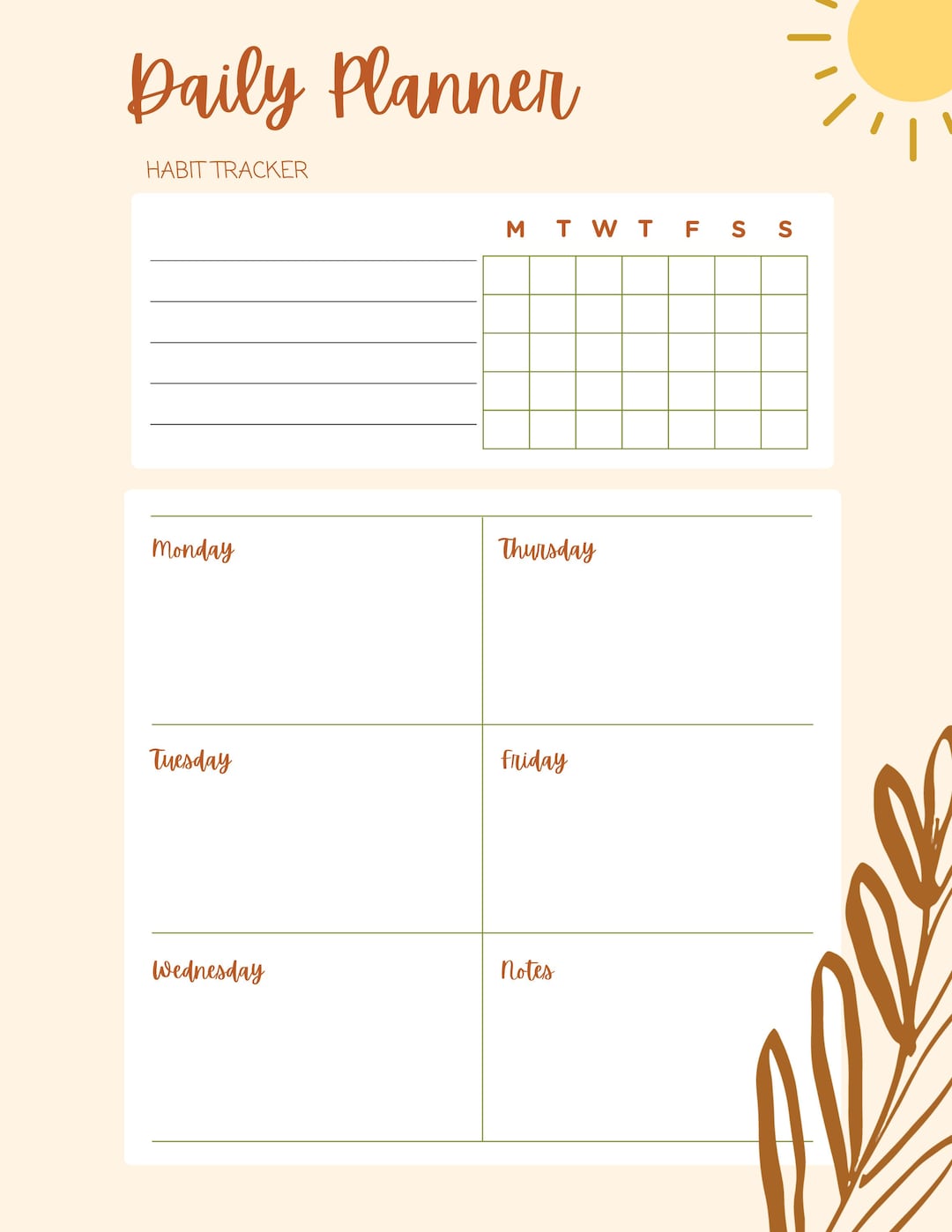Daily Planner, Habit Tracker, Planner, Digital Planner - Etsy