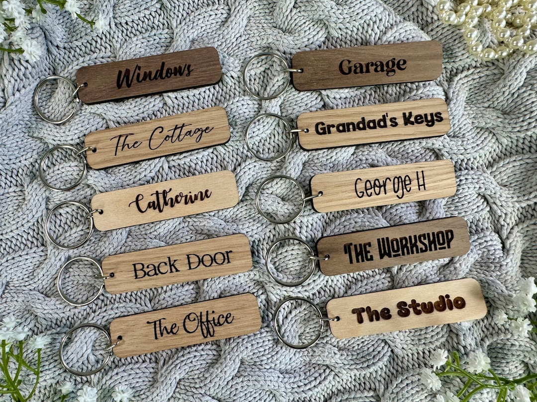 Personalised Wooden Keyring | House Keys Labels Tags New Home Gift for ...