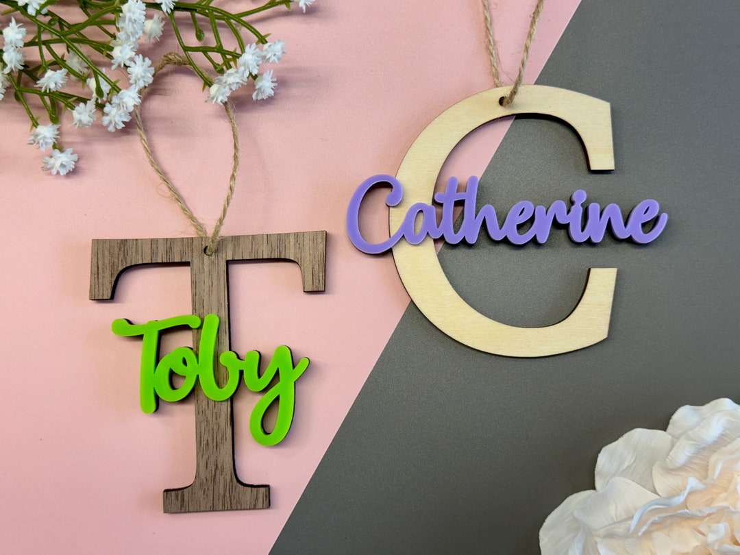 Hanging Name Sign | Personalised Bauble Bedroom Door Sign Wood Door ...