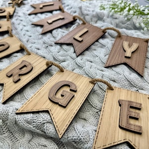 Personalised Bunting | Wooden Name Sign Bespoke Bunting Kids Wall Decal ...