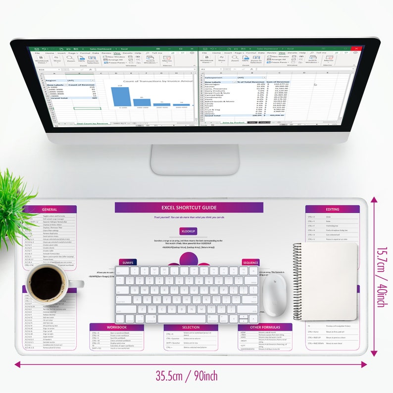 Excel Shortcut Mouse Pad – Premium Giant Mouse Pad for Excel Keyboard ...