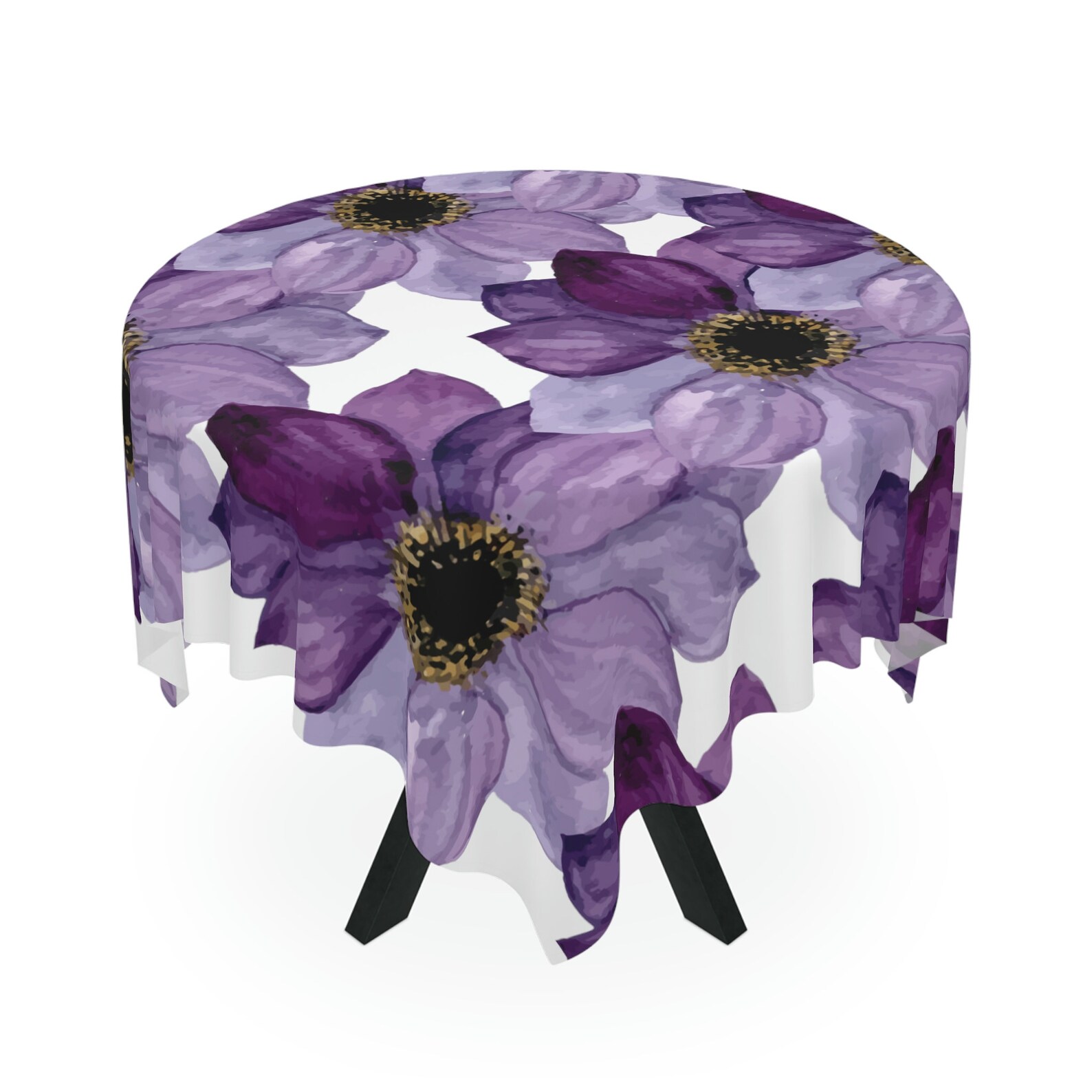 Floral Print Tablecloth: Purple Flower Design (55.1" × 55.1") - Etsy