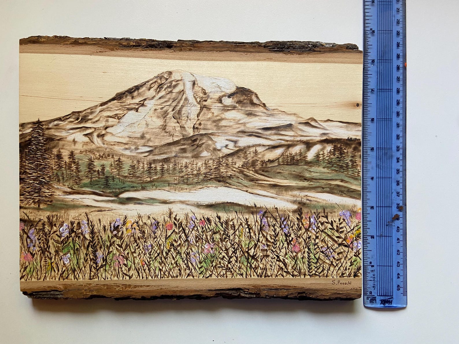 Wood Burned, Carved, and Painted Mount Rainier - Etsy