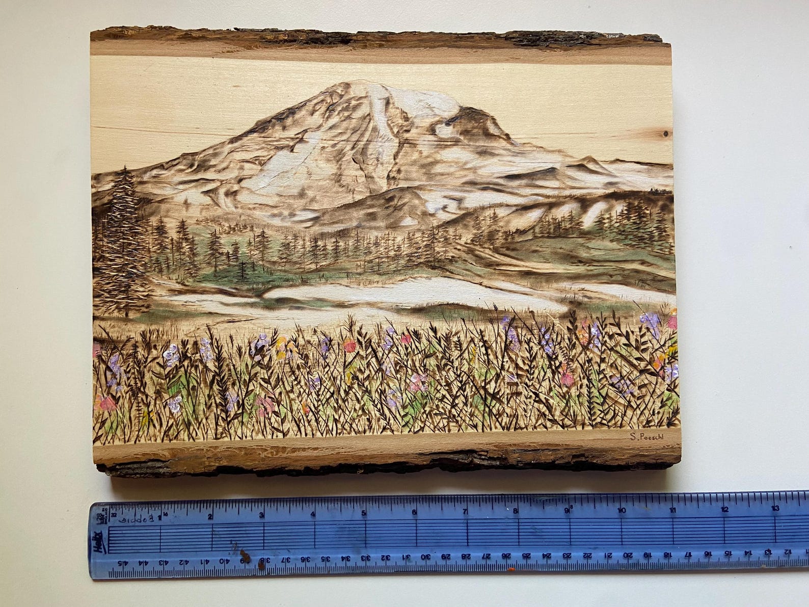 Wood Burned, Carved, and Painted Mount Rainier - Etsy