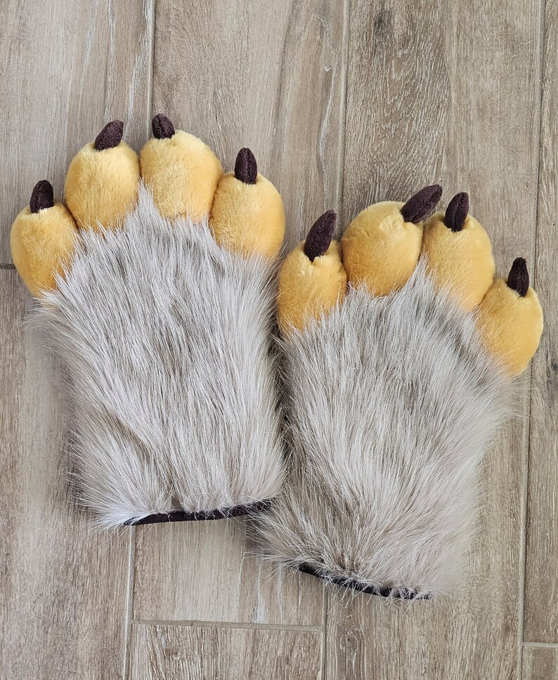 Beige, Yellow and Brown Paws With Brown Minky Claws! - Etsy
