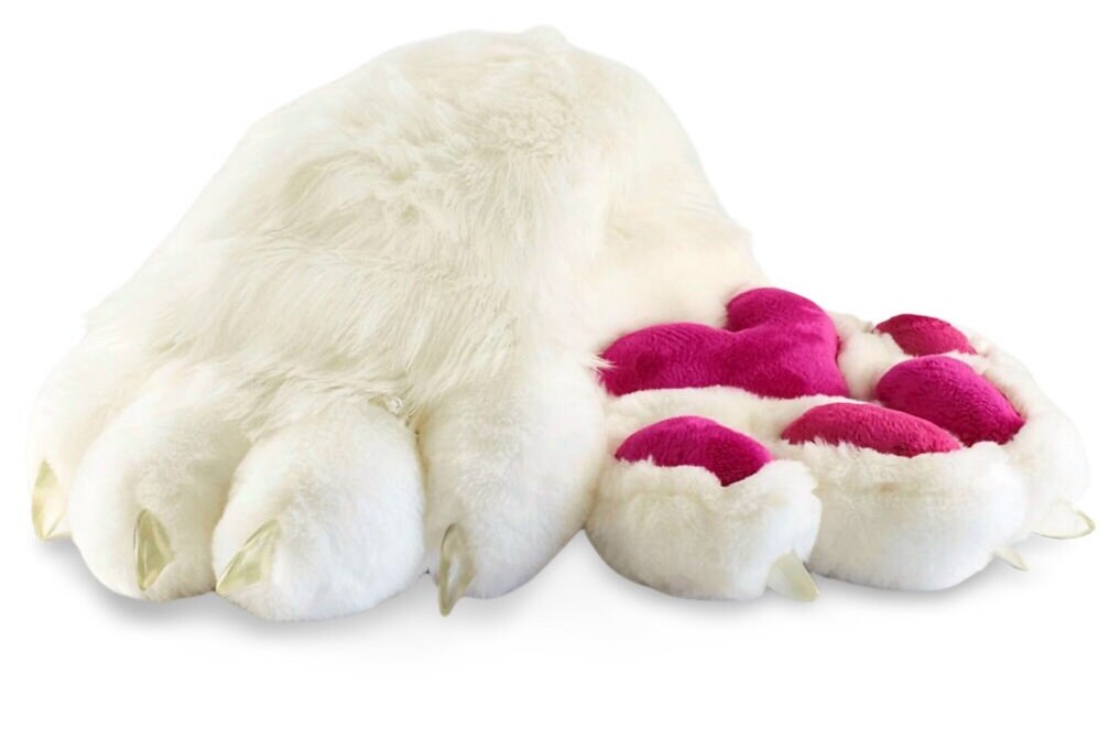 Purr-fectly Pawsome White Faux Fur Paw With Clear Resin Claw and Pink ...