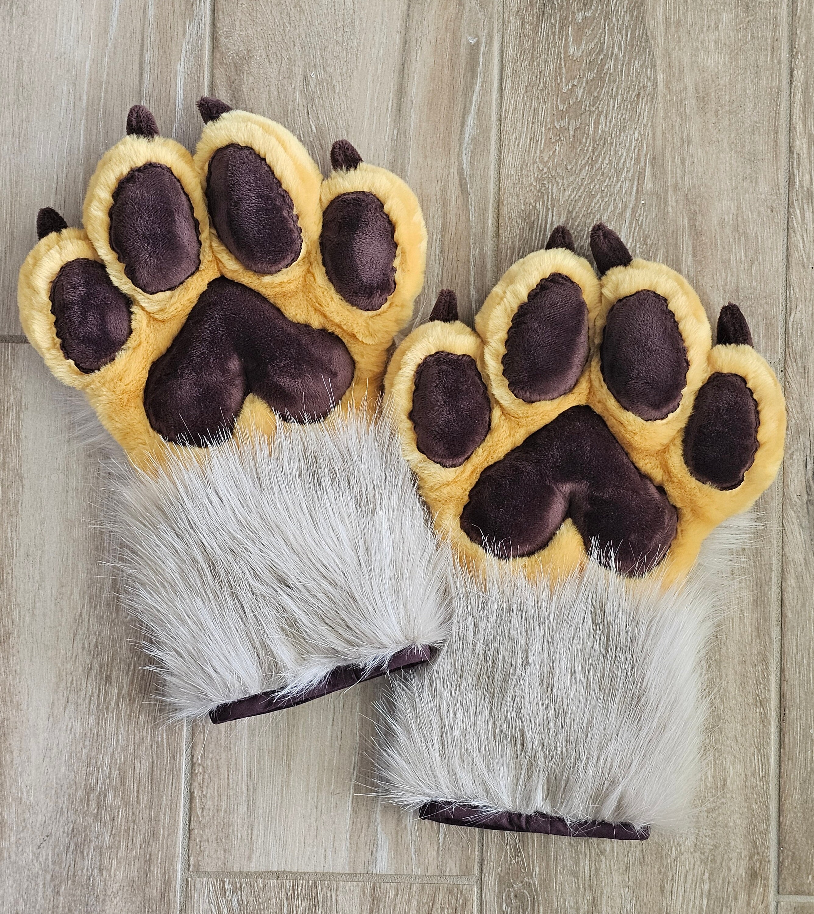 Beige, Yellow and Brown Paws With Brown Minky Claws! - Etsy