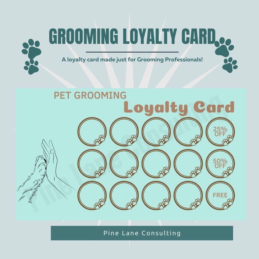 Pet Grooming Loyalty Card: Editable Business Template (digital Download ...