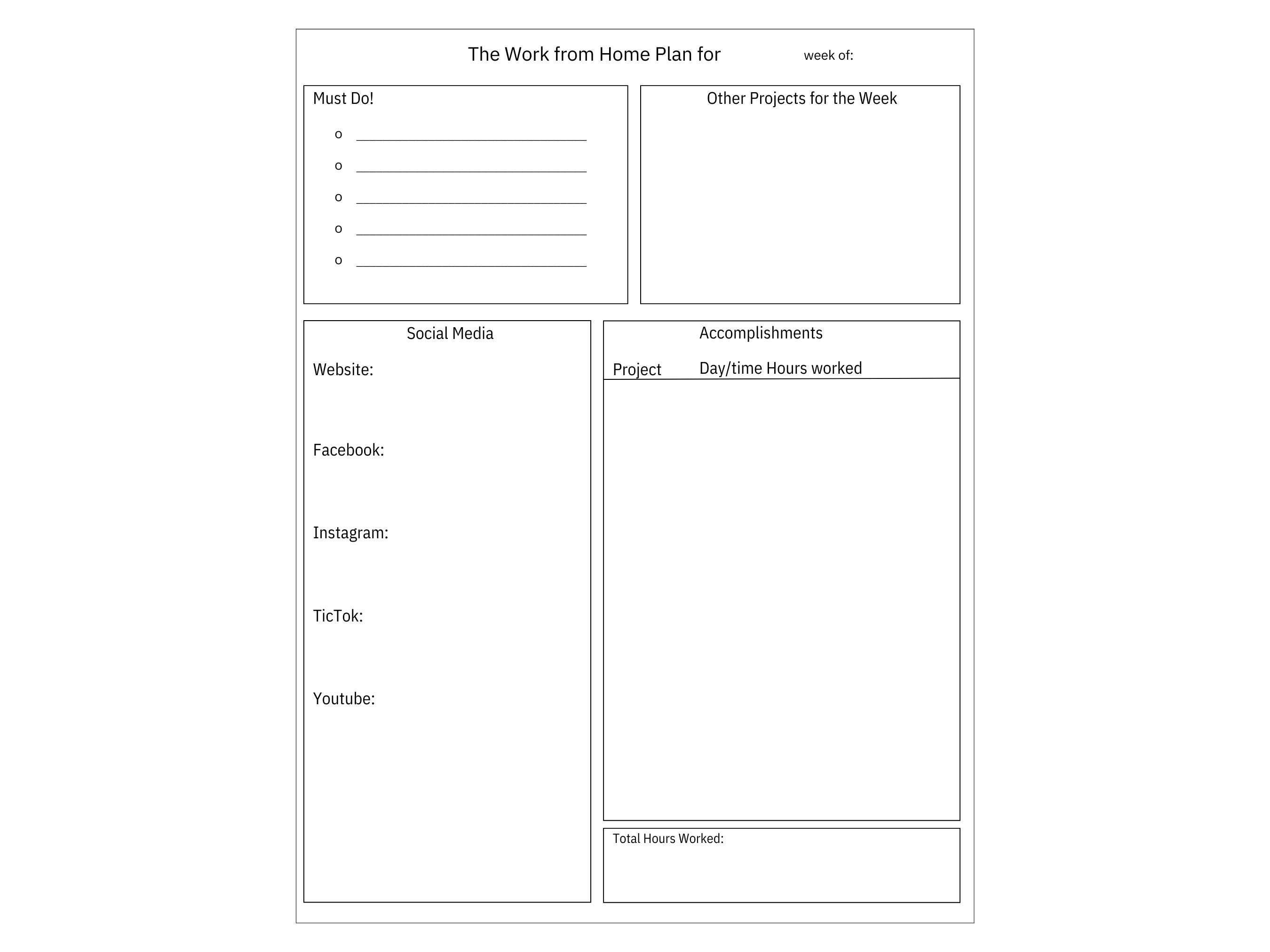 Work From Home Tracker Digital Download, Canva Template - Etsy