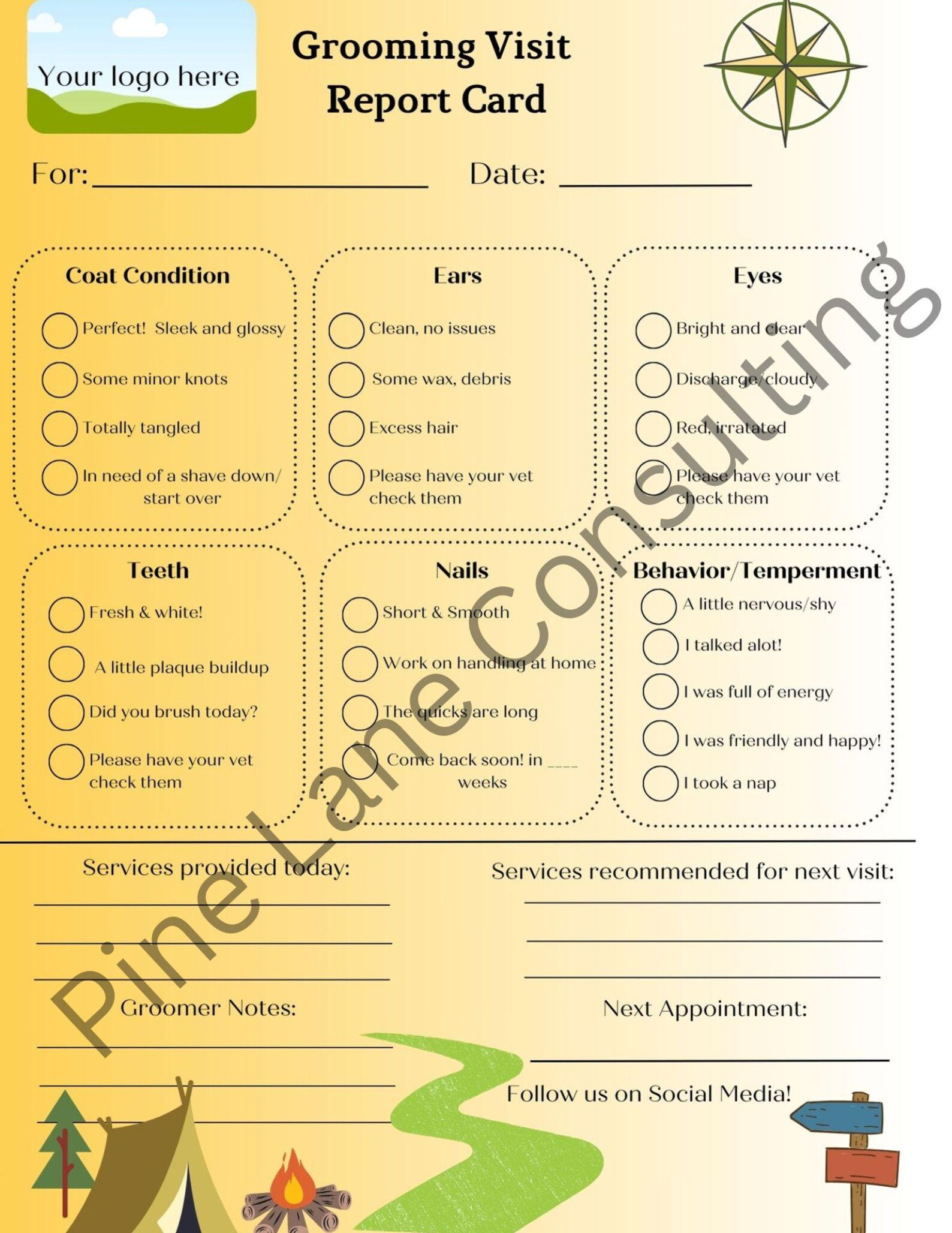 Spring Pet Grooming Report Card: Editable Canva Template (PDF) - Etsy