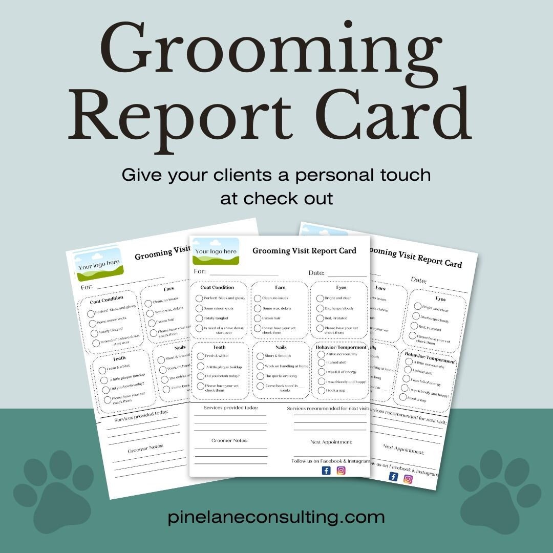 Dog Grooming Report Card, Cat Grooming, Digital Template, Editable ...