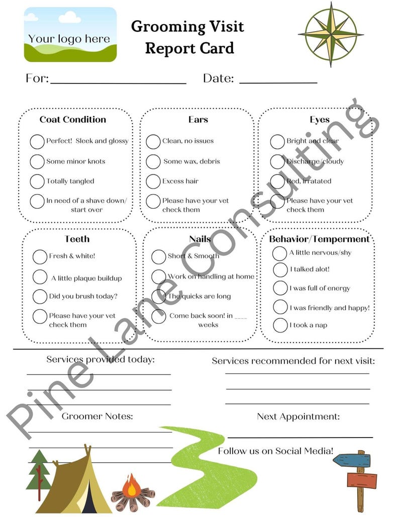Spring Pet Grooming Report Card: Editable Canva Template (PDF) - Etsy