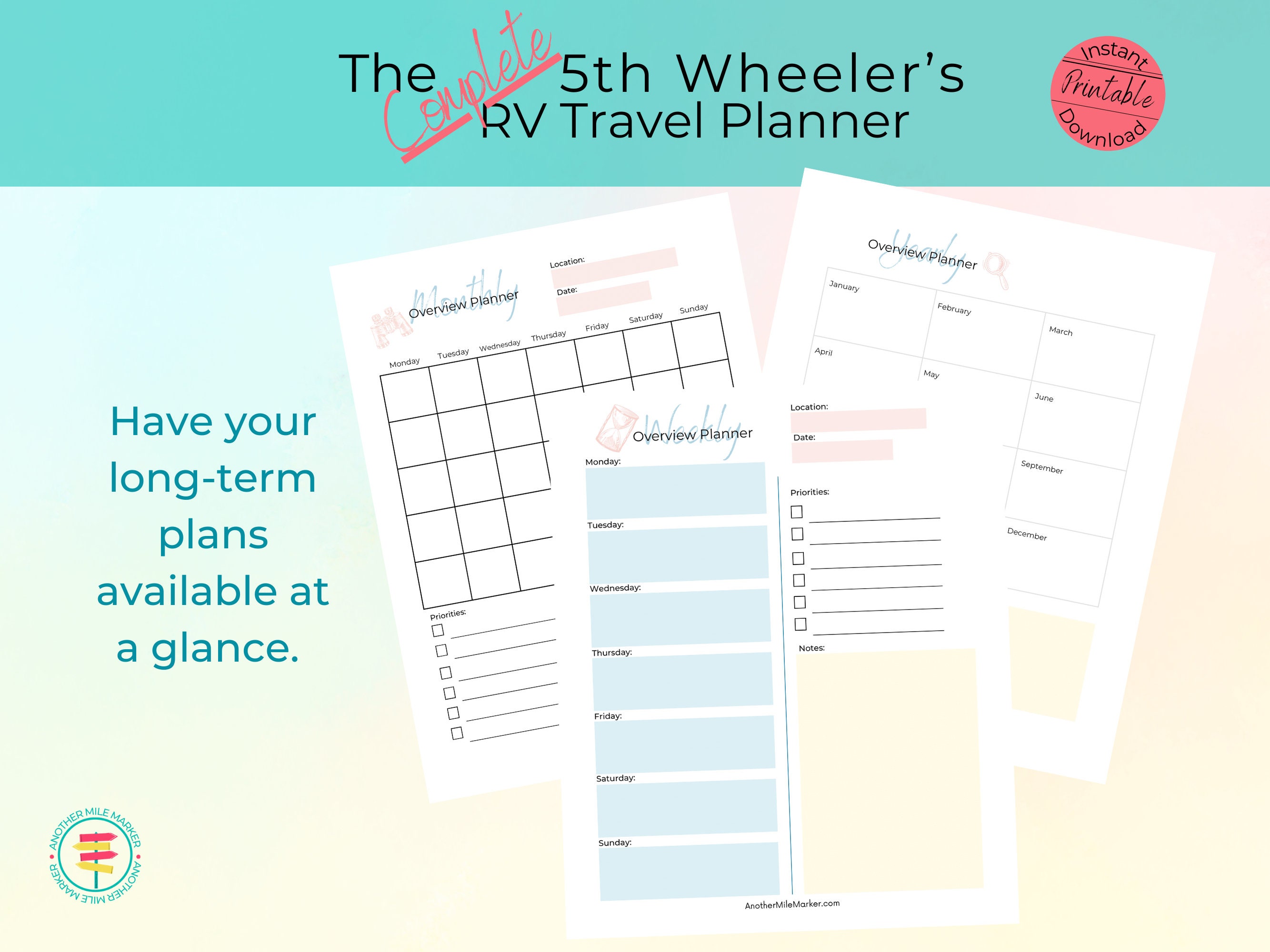 Printable RV Planner | Budget Planner | Packing Lists | Vehicle/rv ...