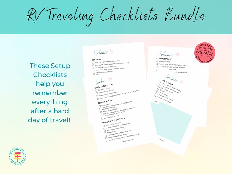 5th Wheel Traveling Checklists, RV Traveling Checklists, RV Departure ...