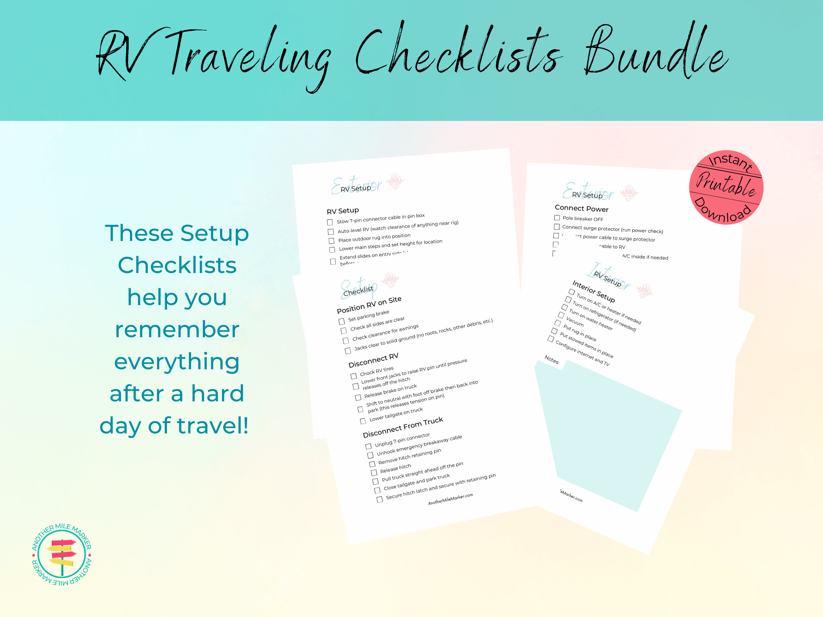 5th Wheel Traveling Checklists, RV Traveling Checklists, RV Departure ...