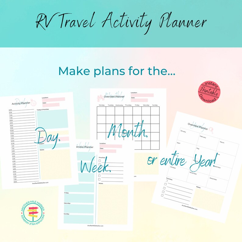 Printable Travel Activity Planner, Vacation Journal, Trip Itinerary ...