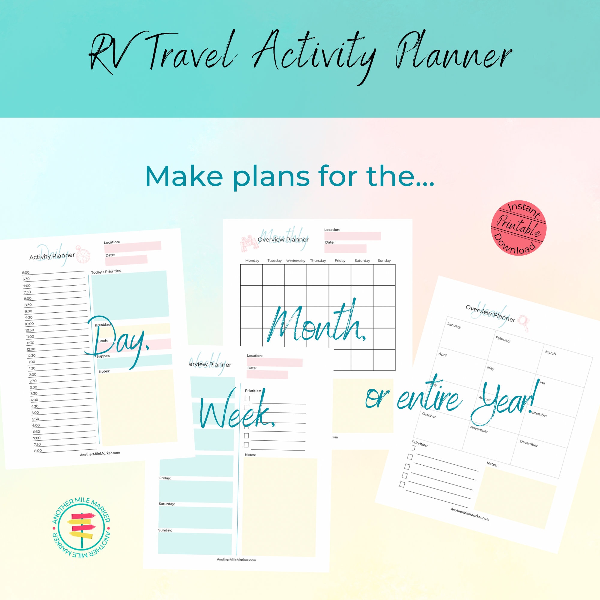Printable Travel Activity Planner, Vacation Journal, Trip Itinerary ...