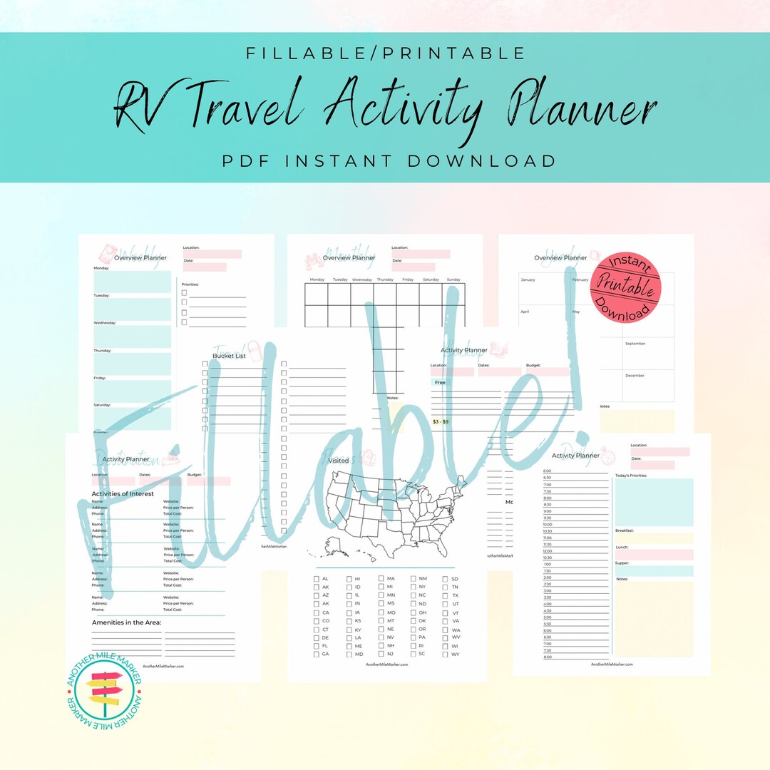 Printable Travel Activity Planner, Vacation Journal, Trip Itinerary ...