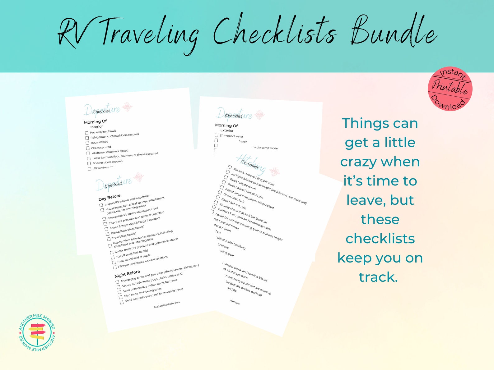 5th Wheel Traveling Checklists, RV Traveling Checklists, RV Departure ...