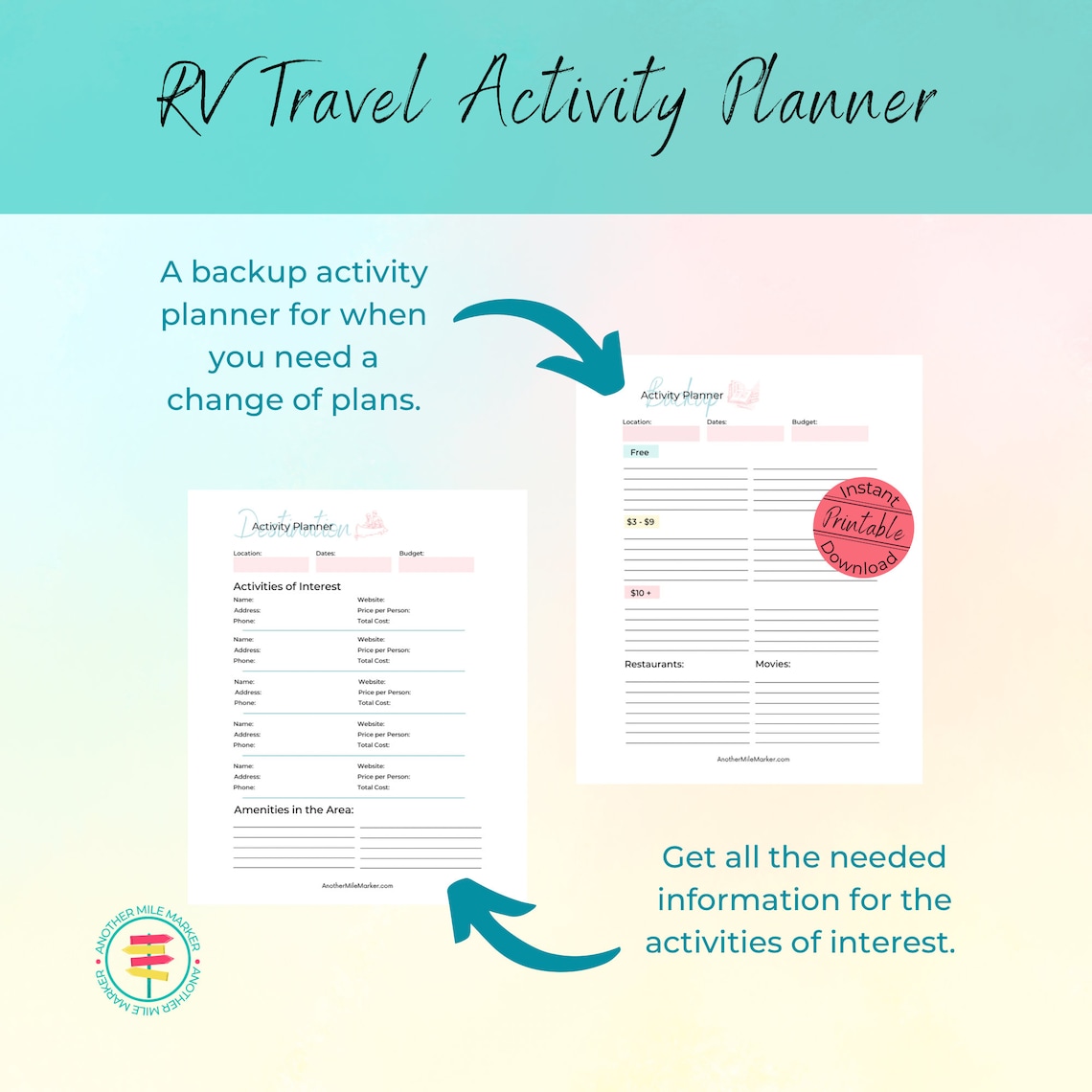 Printable Travel Activity Planner Vacation Journal Trip - Etsy
