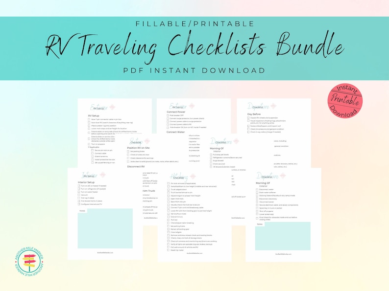5th Wheel Traveling Checklists, RV Traveling Checklists, RV Departure ...