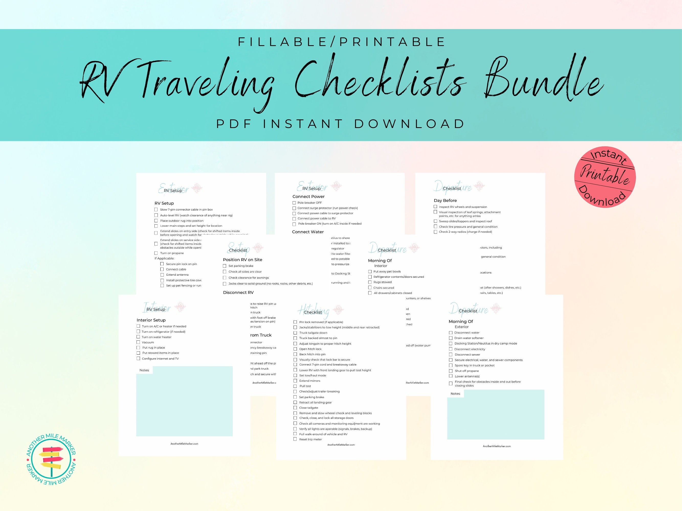5th Wheel Traveling Checklists, RV Traveling Checklists, RV Departure ...