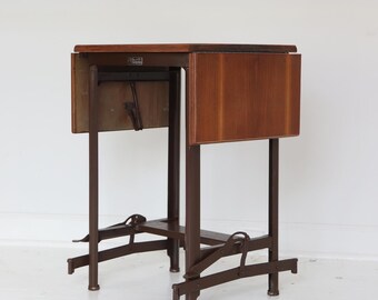 Metal Typewriter Table With Drop Leaf Sides, Vintage Black Metal Desk ...
