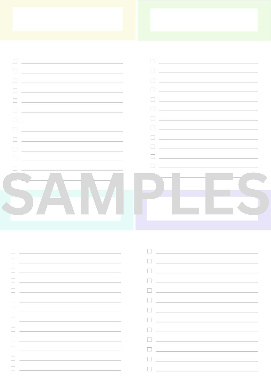 10 Pages Simple Pastels Checklists - Boxes for Check Marks - Title ...