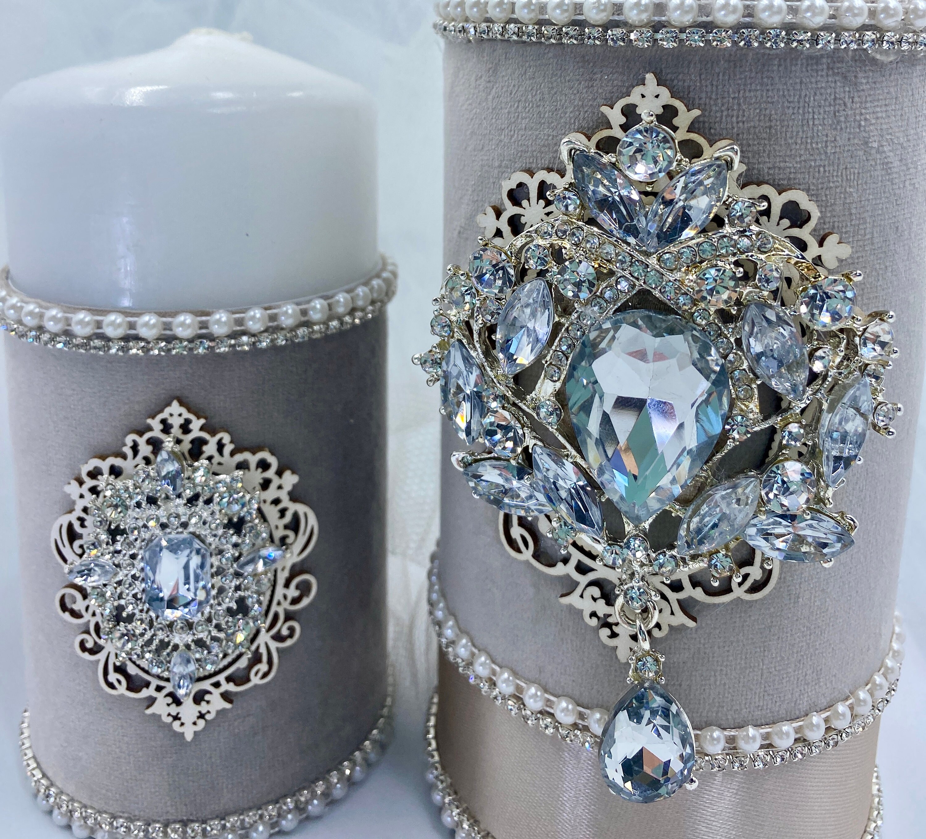 SEREIN LUXURY Handmade Removable Christmas Candle Cases, Velvet ...