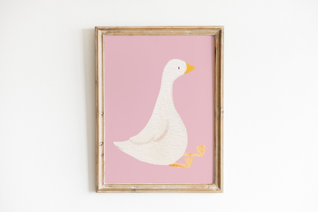 Silly Goose Wall Art Cute Goose Poster Pink Nursery Decor for Her Farm ...